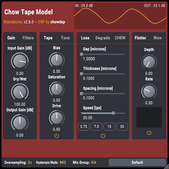 CHOW Tape Model free Saturation download | Plugin Boutique